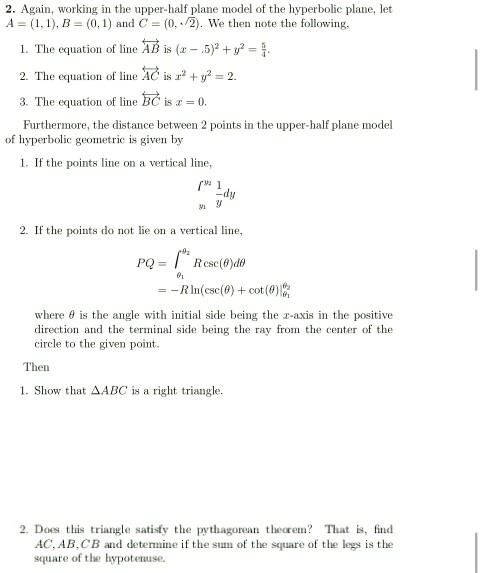 Solved 2. Again, working in the upper-half plane model of | Chegg.com