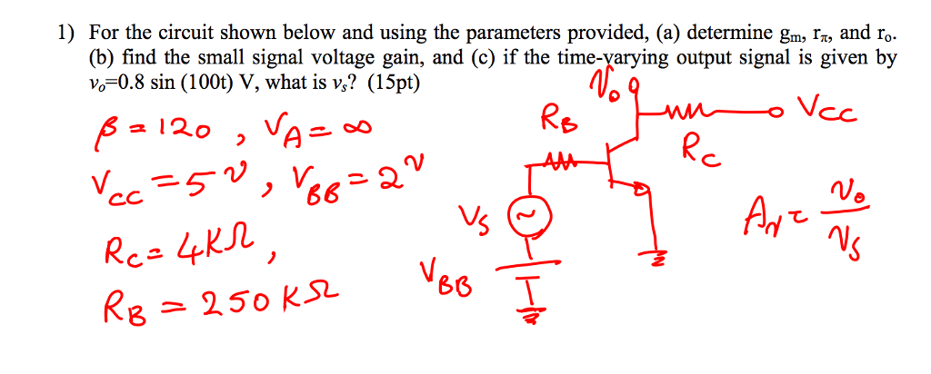 Solved For the circuit shown below and using the parameters | Chegg.com