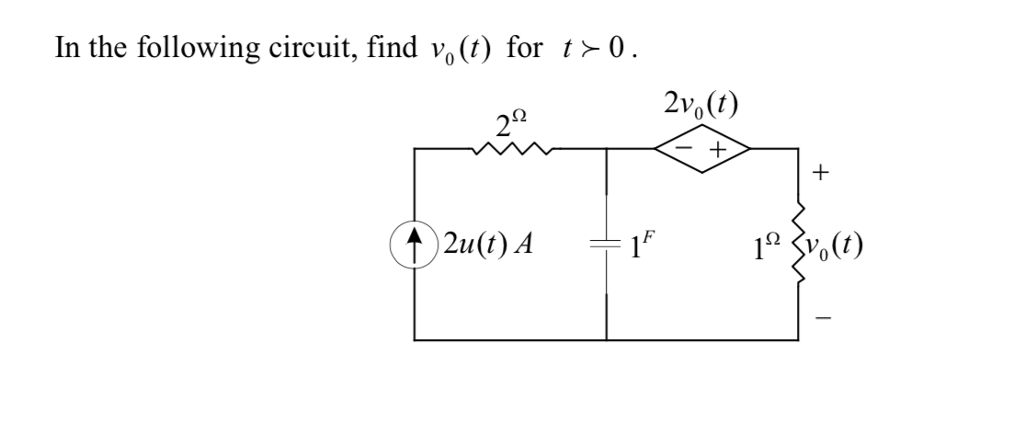 Solved In the following circuit, find vo(t) for t0 2vo(t) 2? | Chegg.com