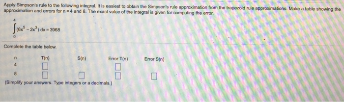 Solved Apply Simpson's rule to the following integral It is | Chegg.com