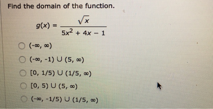 Solved Find the domain of the function. g(x) = Squareroot | Chegg.com