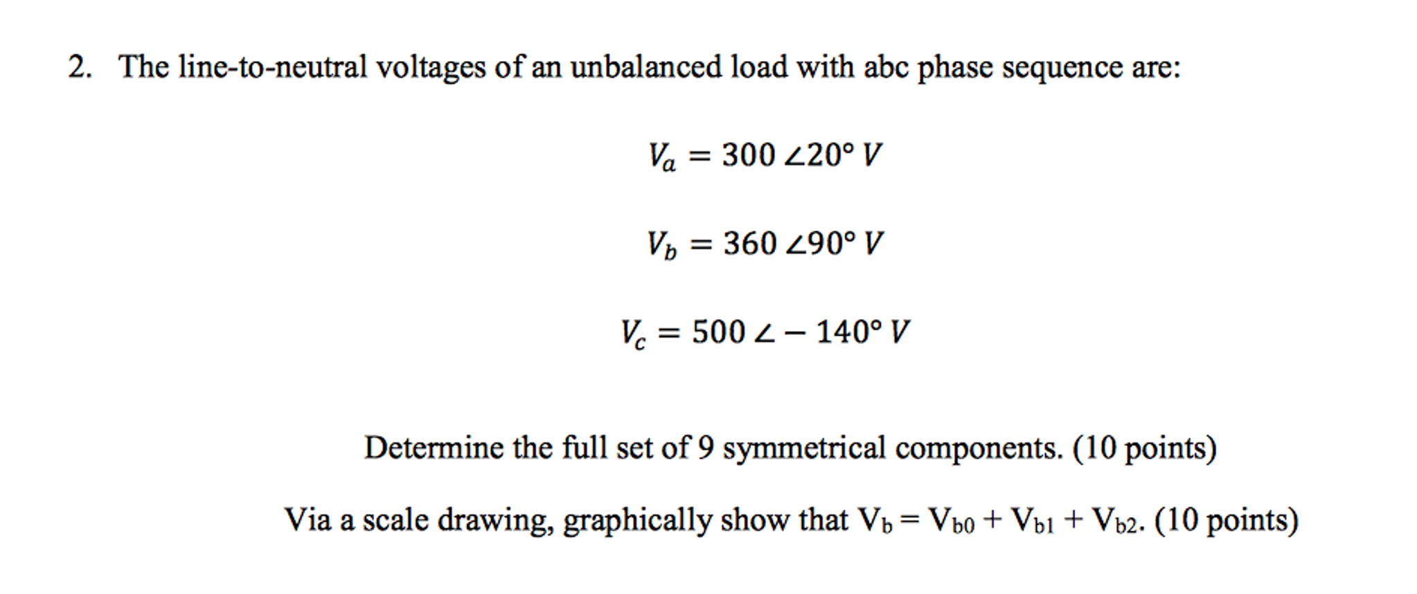 Solved The line-to-neutral voltages of an unbalanced load | Chegg.com