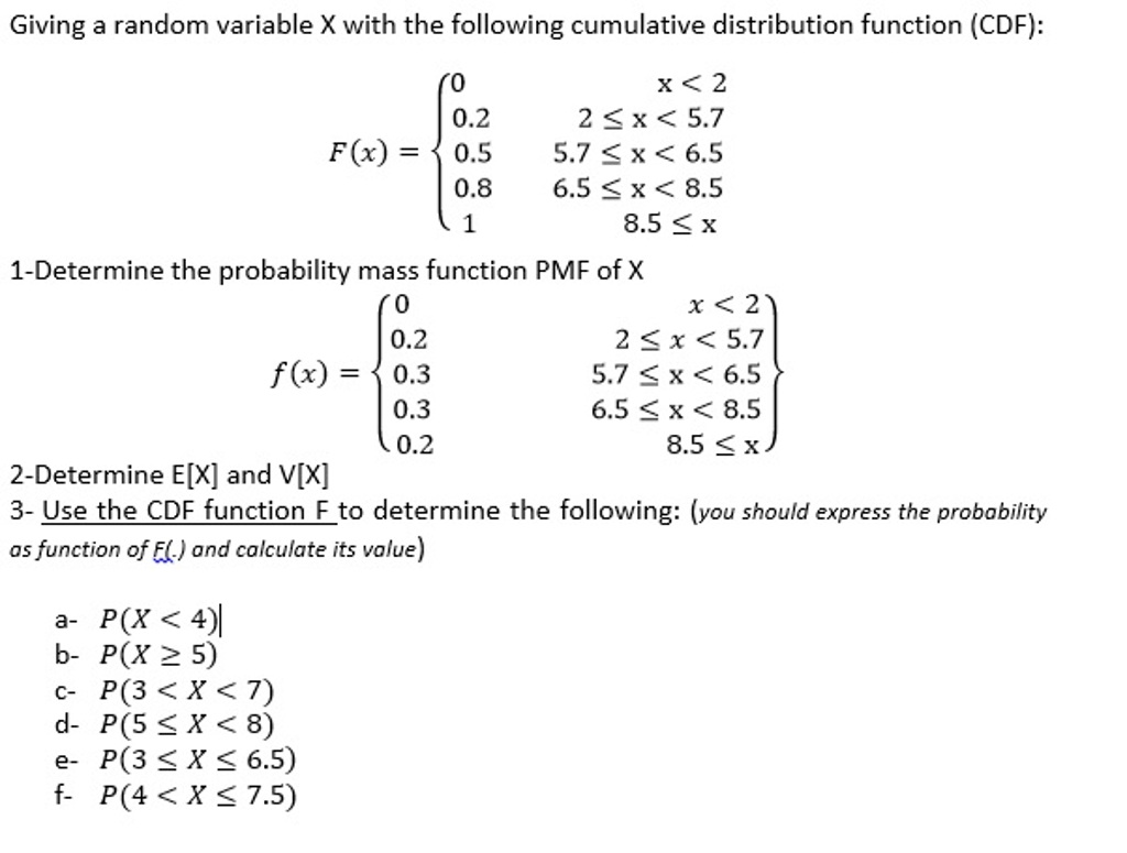 Solved Question 1 is written in cdf form we just need it in | Chegg.com