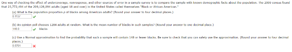 Solved One way of checking the effect of undercoverage, | Chegg.com