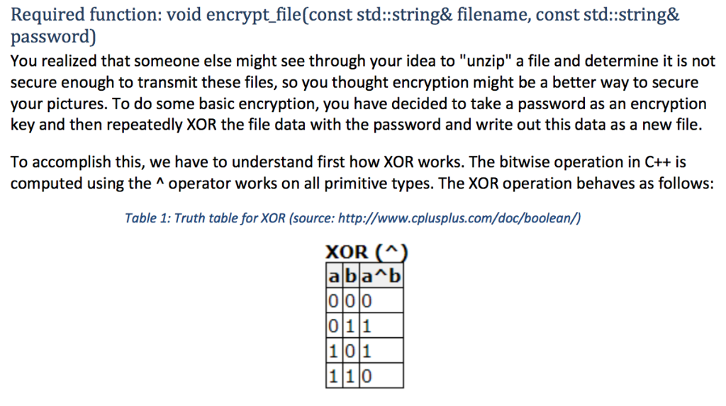 Solved Required function: void encrypt file(const | Chegg.com