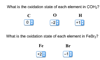 Solved What is the oxidation state of each element in COH2? | Chegg.com