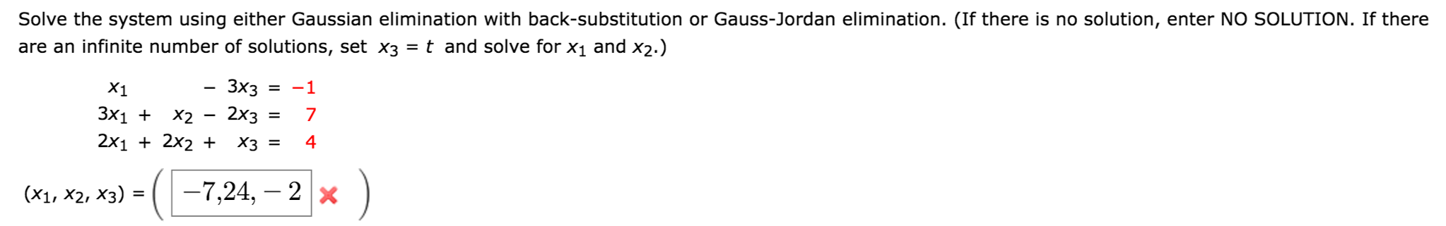 Solved Solve the system using either Gaussian elimination | Chegg.com