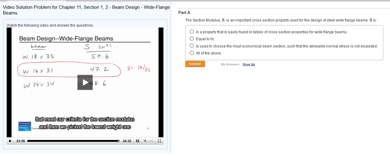 Solved The Section Modulus, S, is an important cross section | Chegg.com