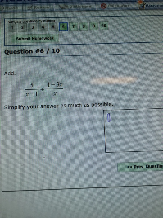 Solved Add. -5/x - 1 = 1 - 3x/x Simplify your answer as | Chegg.com