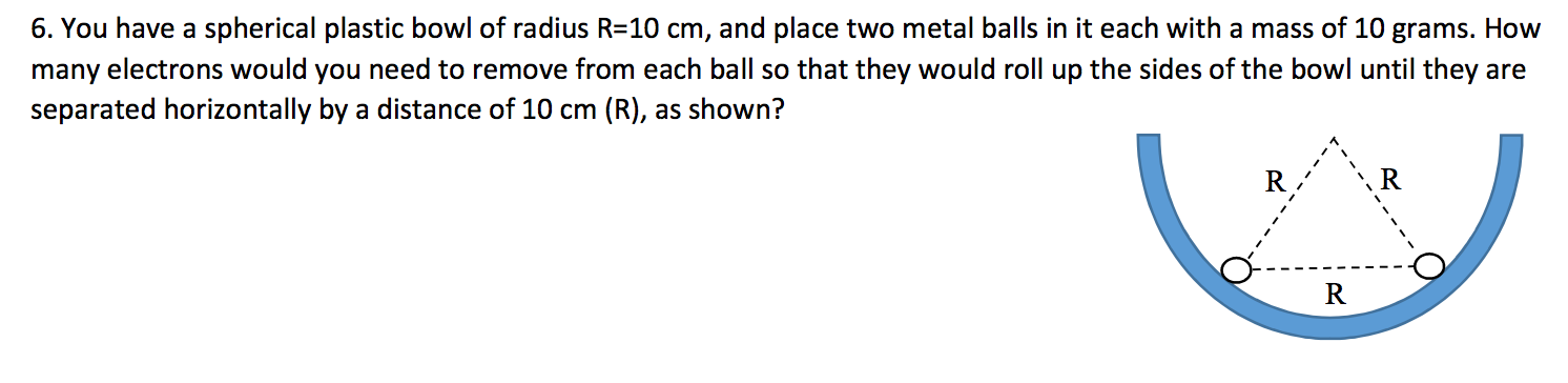 Solved You have a spherical plastic bowl of radius R=10 cm, | Chegg.com
