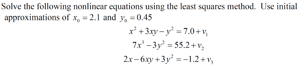 Solve The Following Nonlinear Equations Using The