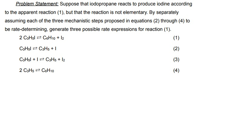 Suppose that iodopropane reacts to produce iodine | Chegg.com