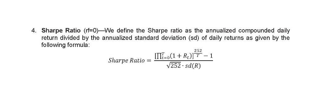 Solved SHARPE RATIO IN EXCEL: Hi there! Could someone please | Chegg.com
