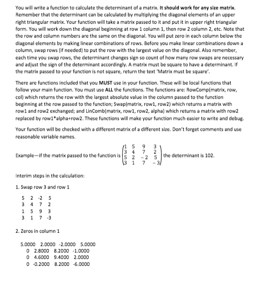 Solved You will write a function to calculate the | Chegg.com