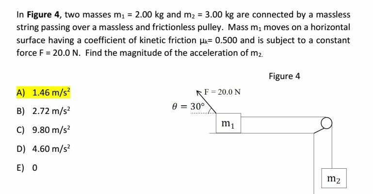 Solved In Figure 4 Two Masses M1 2 00 Kg And M2 3 00 Kg