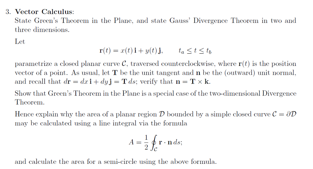 Solved State Green's Theorem in the Plane, and state Gauss' | Chegg.com
