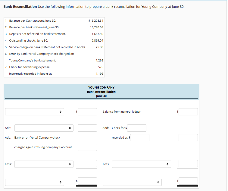 Solved Bank Reconciliation Use the following information to | Chegg.com