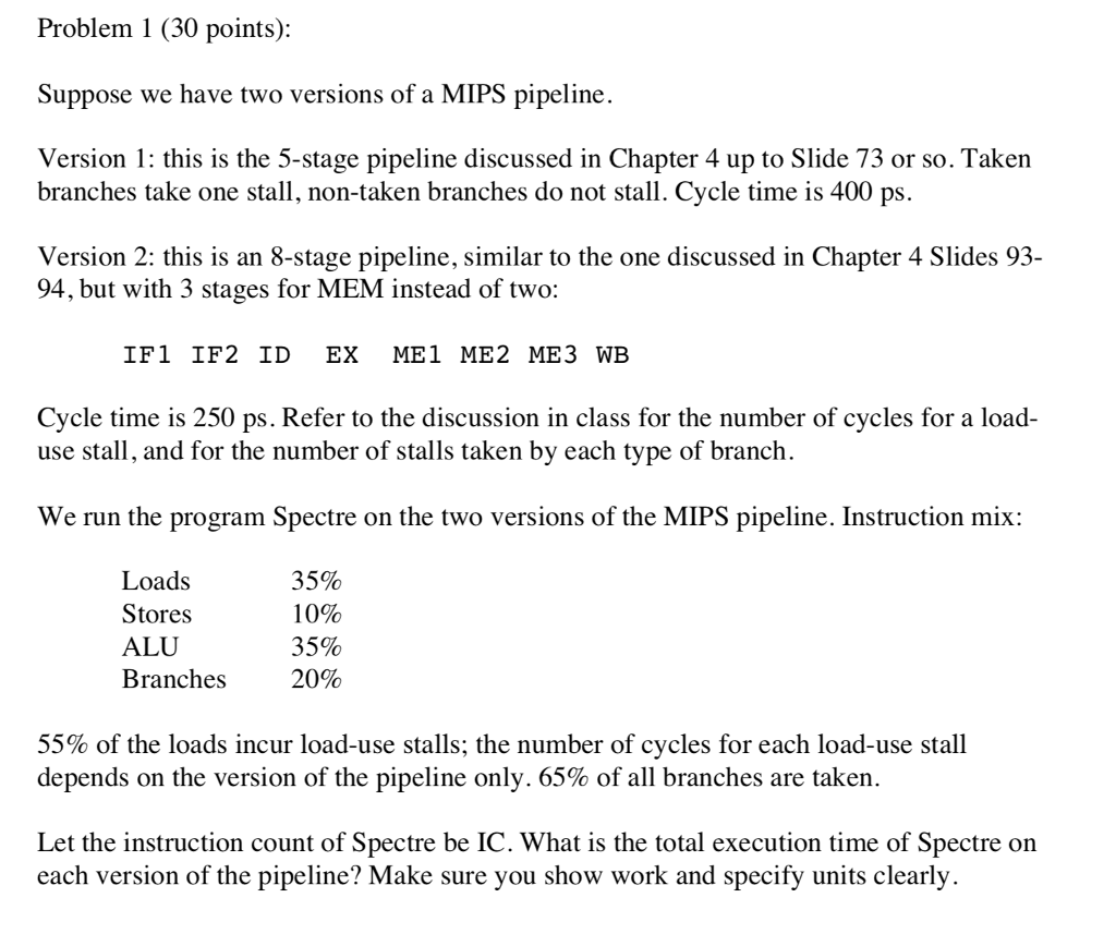 Problem 1 (30 points): Suppose we have two versions | Chegg.com