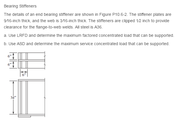 Bearing Stiffeners The details of an end bearing | Chegg.com