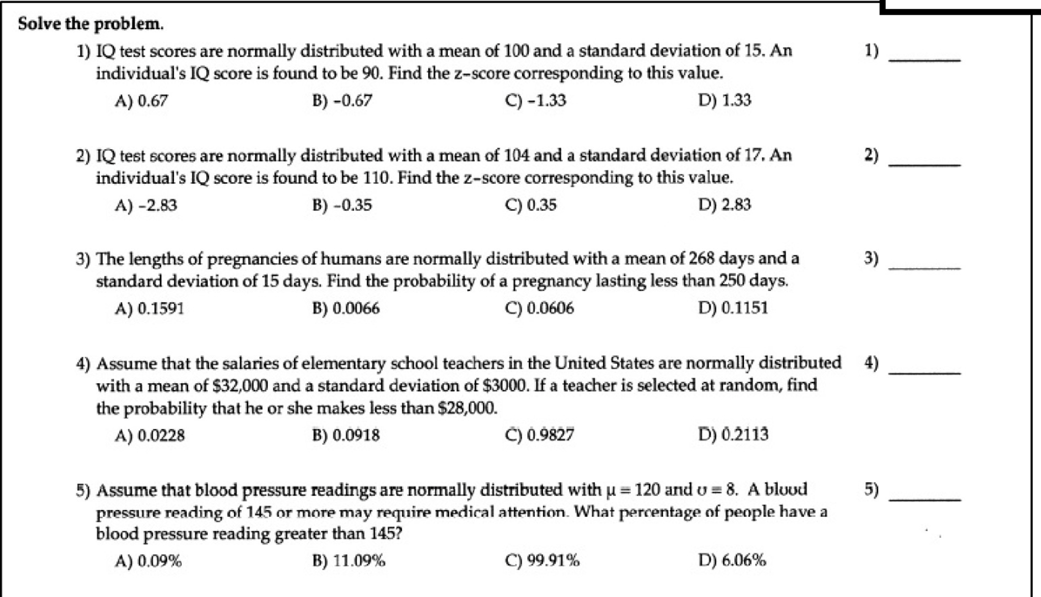 Solved: Solve The Problem. IQ Test Scores Are Normally Dis... | Chegg.com