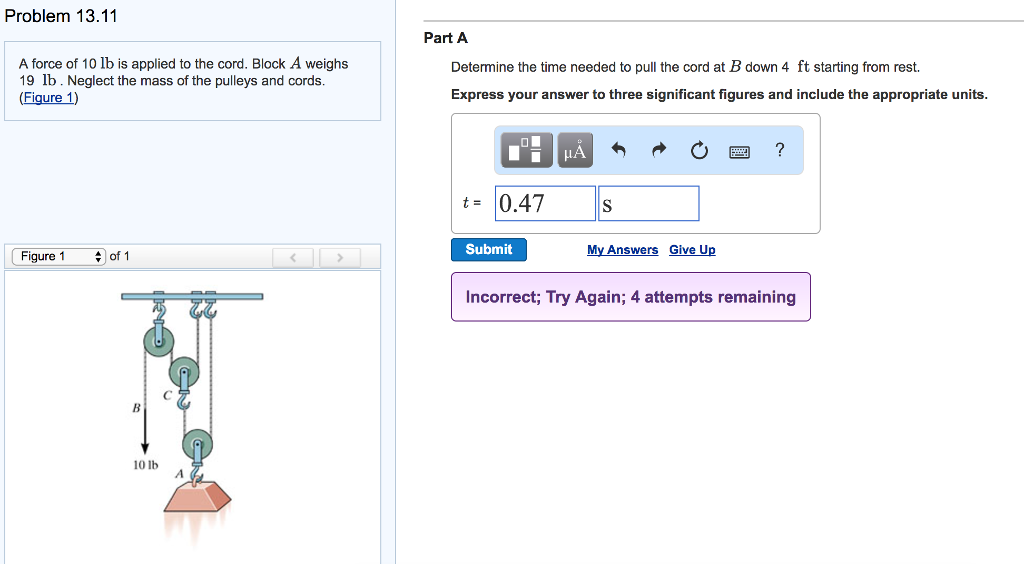 Solved A force of 10 lb is applied to the cord. Block A | Chegg.com