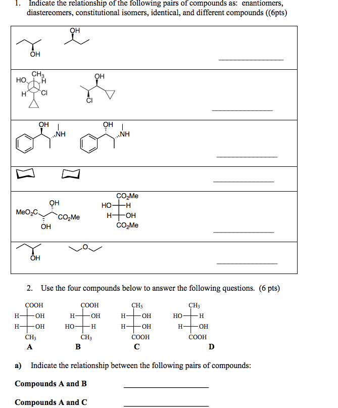 Solved Indicate the relationship of the following pairs of | Chegg.com