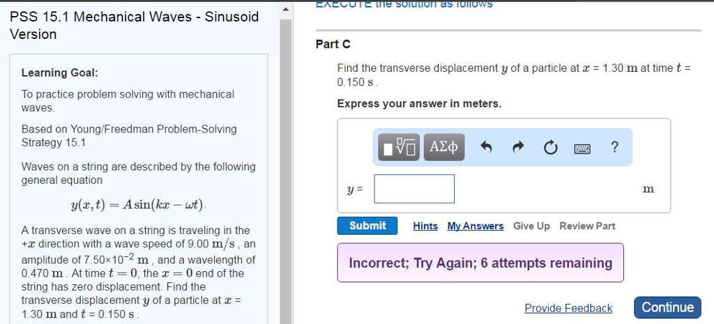 Solved To practice problem solving with mechanical waves. | Chegg.com