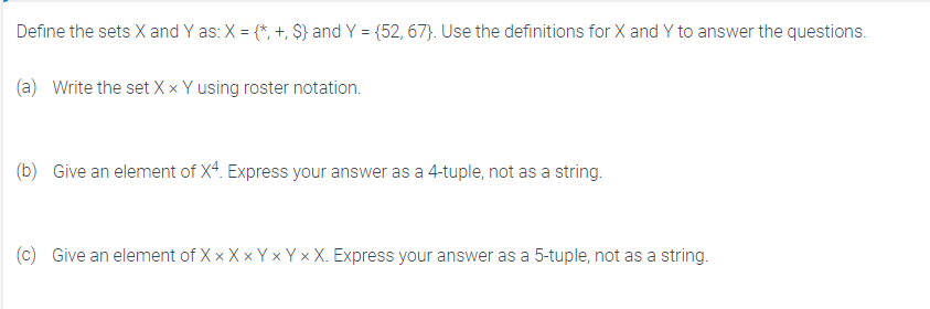 Solved Define The Sets X And Y As X S} And Y