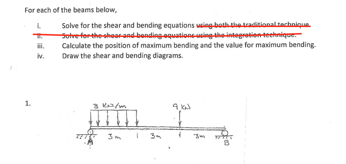 Solved For each of the beams below, Solve for the shear and | Chegg.com