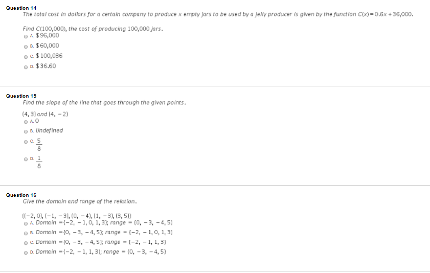 Solved Question 14 The total cost in dollars for certain | Chegg.com