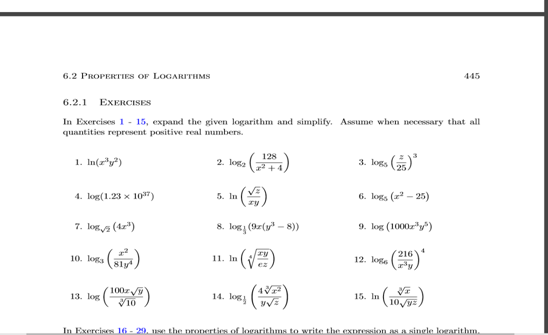Solved 6.2.1 Exercises In Exercises 1 - 15, expand the | Chegg.com