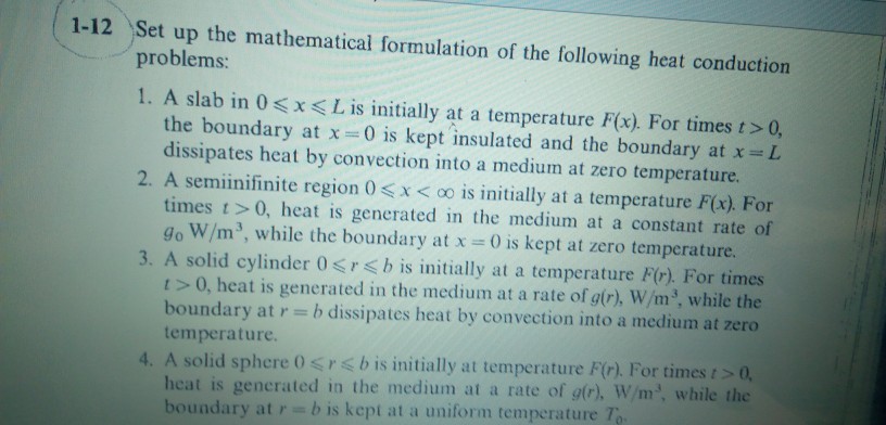Solved 1-12 Set up the mathematical formulation of the | Chegg.com