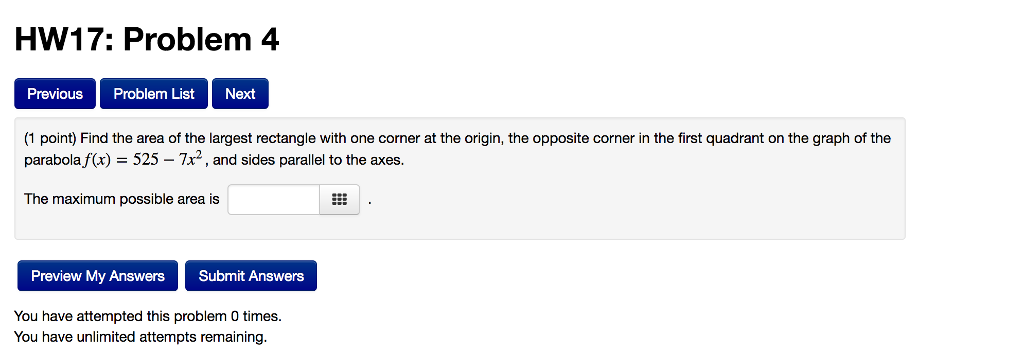 Solved HW17: Problem 3 Previous Problem List Next (1 point) | Chegg.com