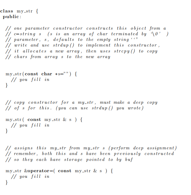 Solved Continue to implement class my str below. This class | Chegg.com