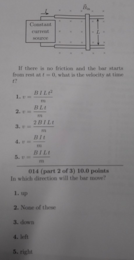 Solved 013 (part 1 of 3) 10.0 points A metal crossbar of | Chegg.com