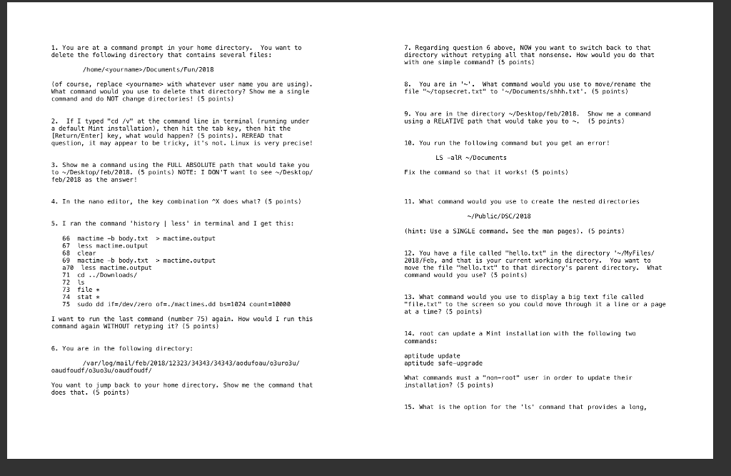 Using linux: solve the problem or produce a result in | Chegg.com