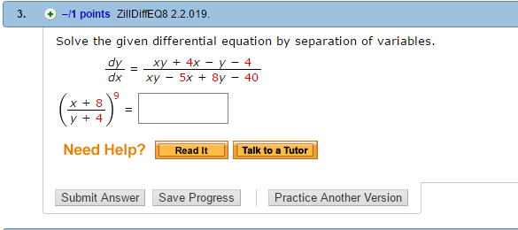 Solved Solve the given differential equation by separation | Chegg.com