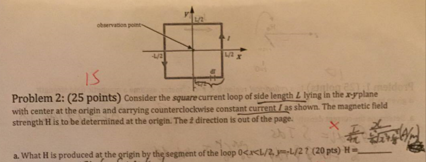 Solved Consider the square current loop of side length L | Chegg.com