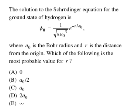 Solved The solution to the Schrodinger equation for the | Chegg.com