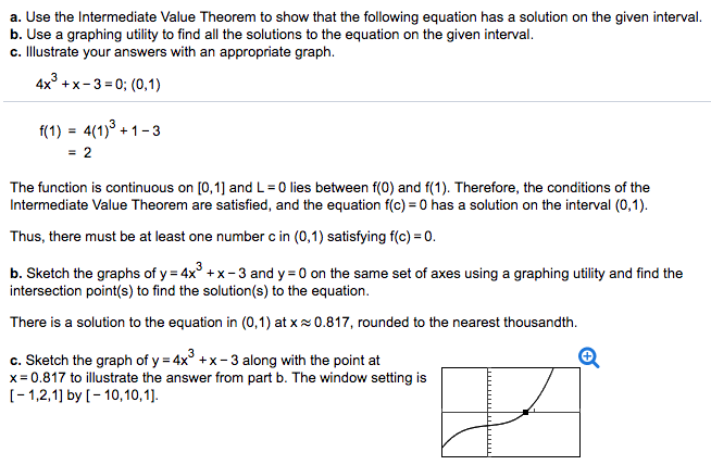 Solved a. Use the Intermediate Value Theorem to show that | Chegg.com