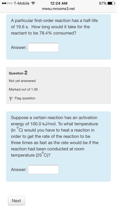 Solved A particular first-order reaction has a half-life of | Chegg.com