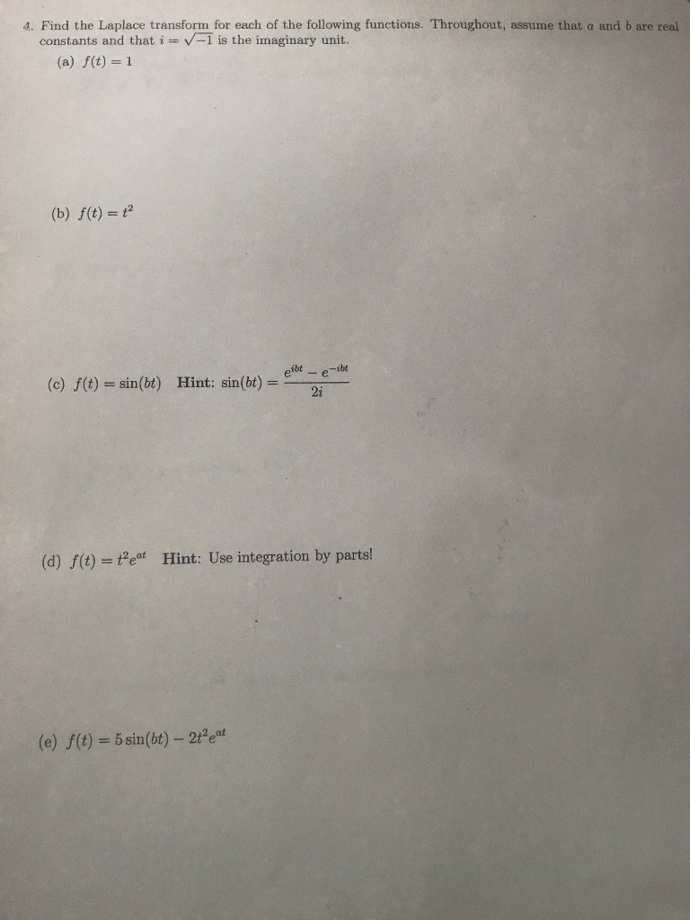 Solved Find the Laplace transform for each of the following | Chegg.com