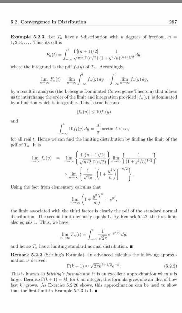 Solved 5.2. Convergence in Distribution 297 Example 5.2.3. | Chegg.com