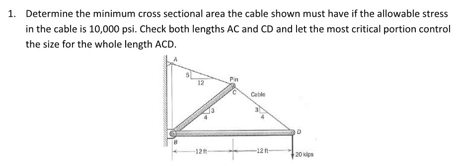 Solved 1. Determine the minimum cross sectional area the | Chegg.com