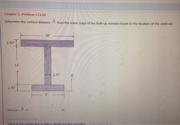 Solved Determine the vertical distance bar H from the lower | Chegg.com