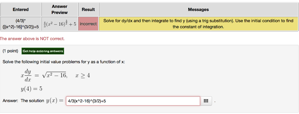 Solved Answer Preview Entered Result Messages 21iincorrect | Chegg.com