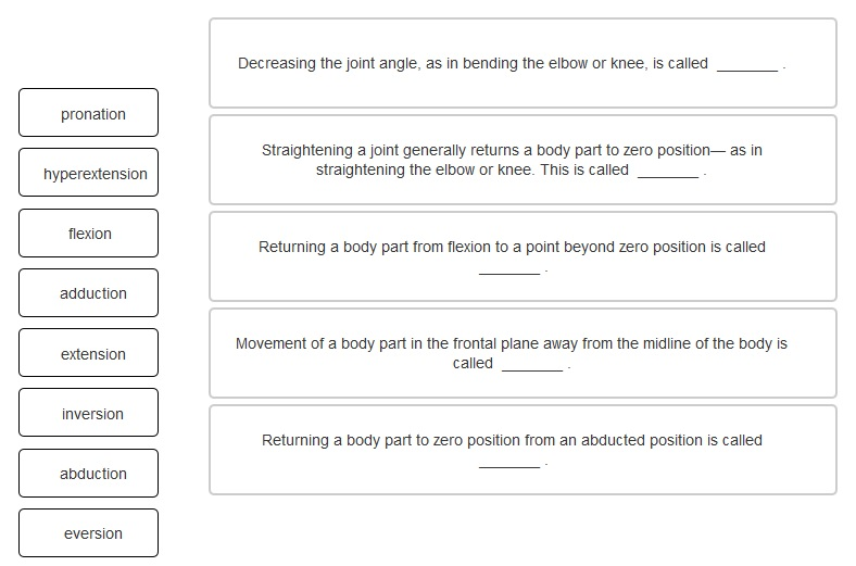 Solved Decreasing the joint angle. as in bending the elbow | Chegg.com