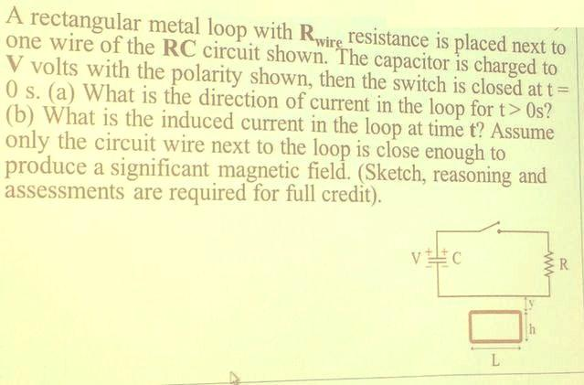 Solved A rectangular metal loop with Rwire resistance is | Chegg.com