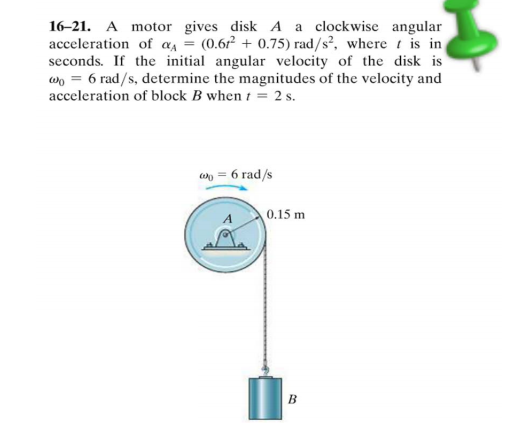 Solved A Motor Gives Disk A A Clockwise Angular Acceleration