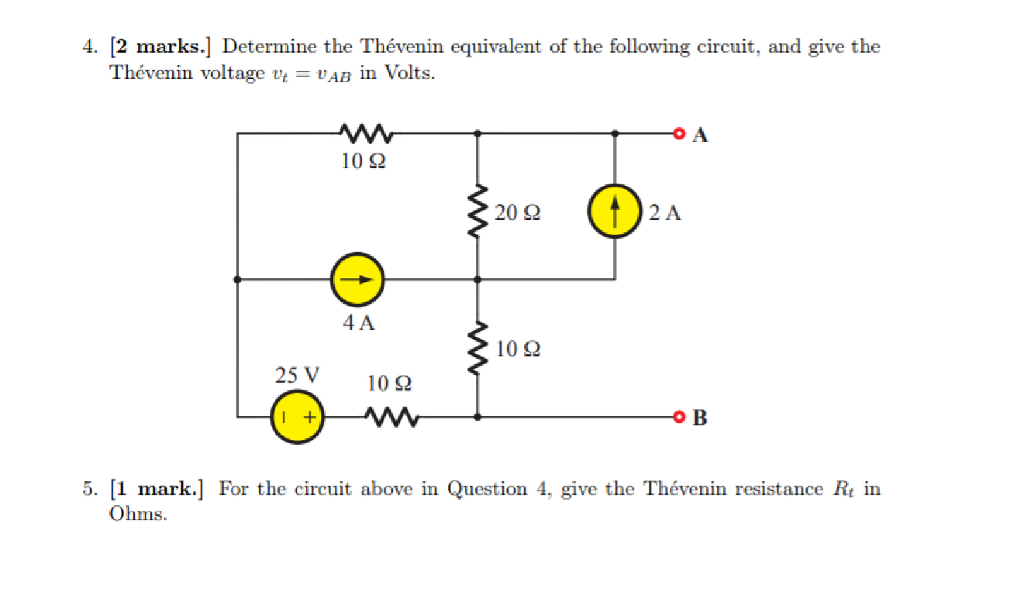 Solved 4. [2 marks.] Determine the Thévenin equivalent of | Chegg.com
